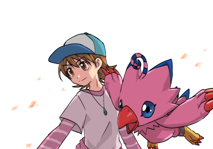 Safebooru - 1girl baseball cap beak bird brown eyes brown hair digimon ...