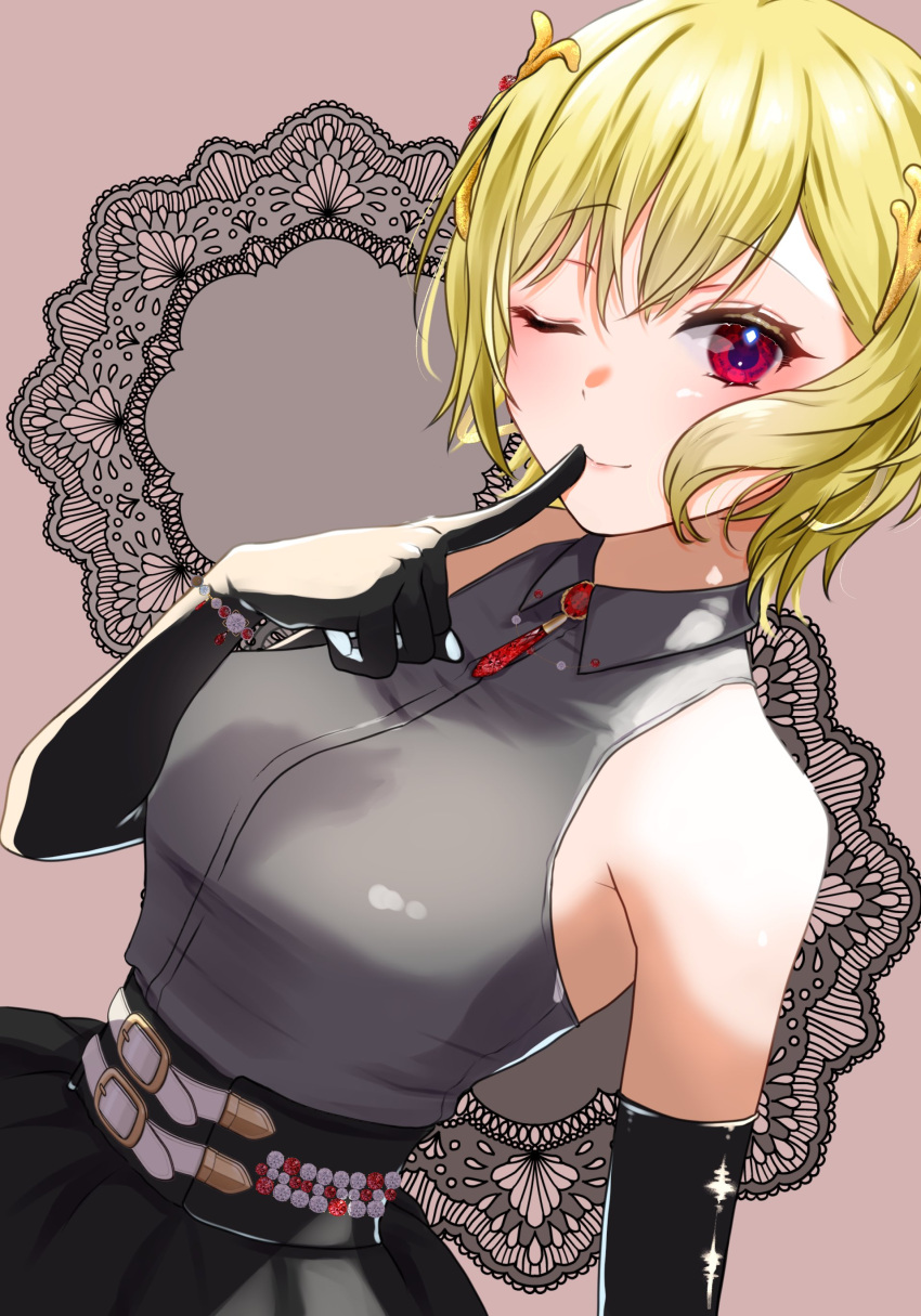 Safebooru - 1girl absurdres alternate costume bare shoulders belt blonde hair citrinne (fire ...