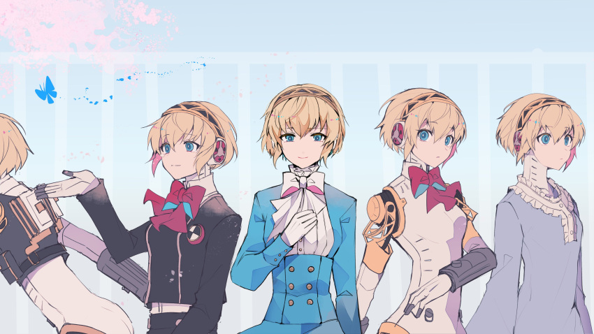 Safebooru - 1girl absurdres aigis (persona) android ass blonde hair blue eyes bow bowtie ...