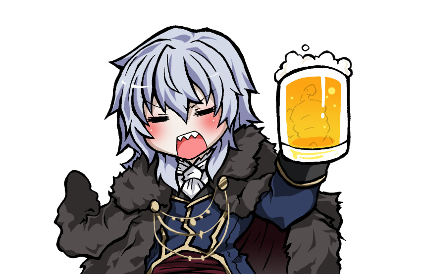 Safebooru - 1boy alcohol angry ascot beer beer mug blush chibi closed ...