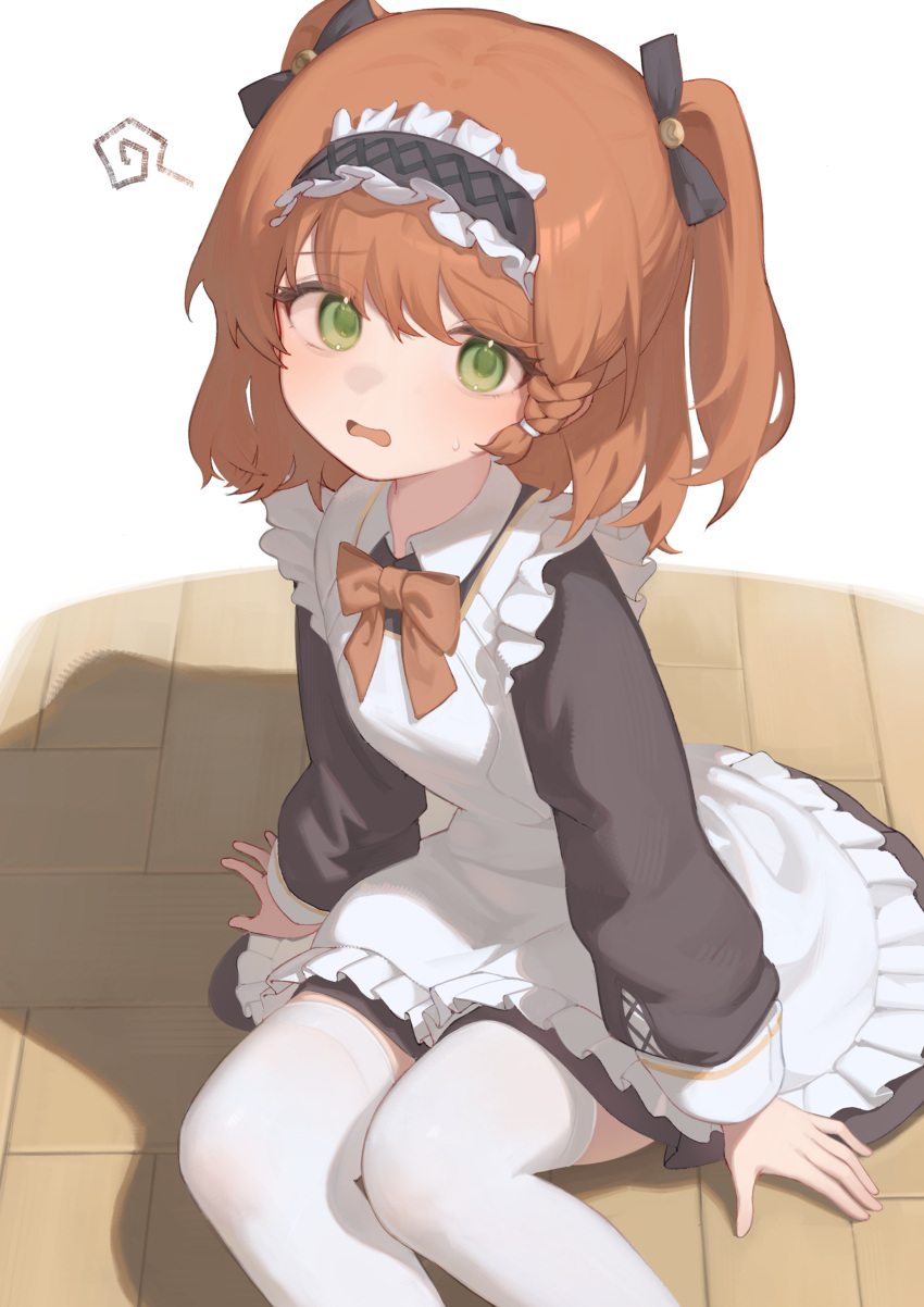 Safebooru - 1girl absurdres aged down alternate costume apron asymmetrical sidelocks black bow ...