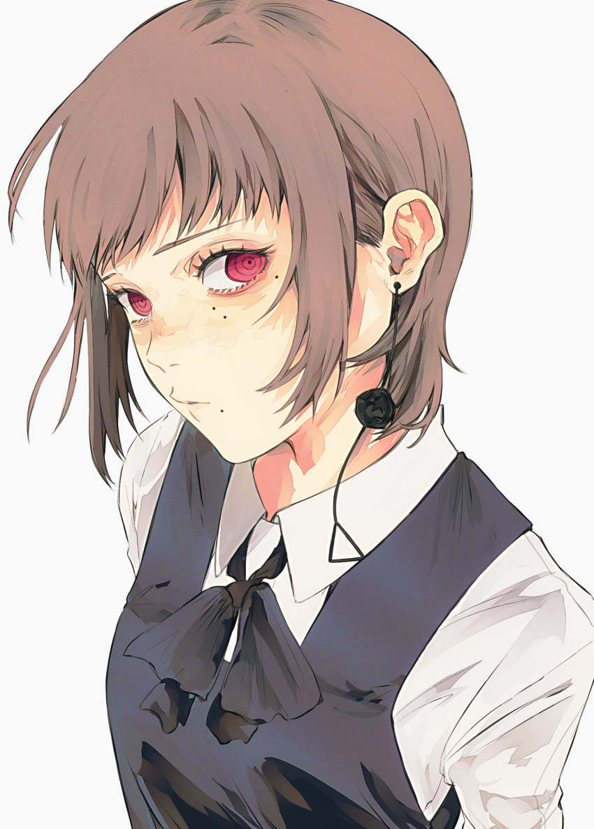 Safebooru - 1girl brown hair chainsaw man earrings eto eyelashes fami (chainsaw man) highres ...