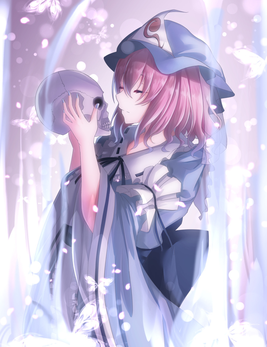 Safebooru - 1girl absurdres back bow black sash blue hat blue kimono ...