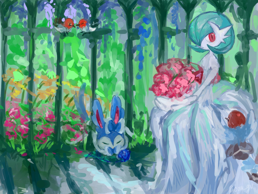 Safebooru - alternate color artist name blue fur bob cut bouquet bow ...