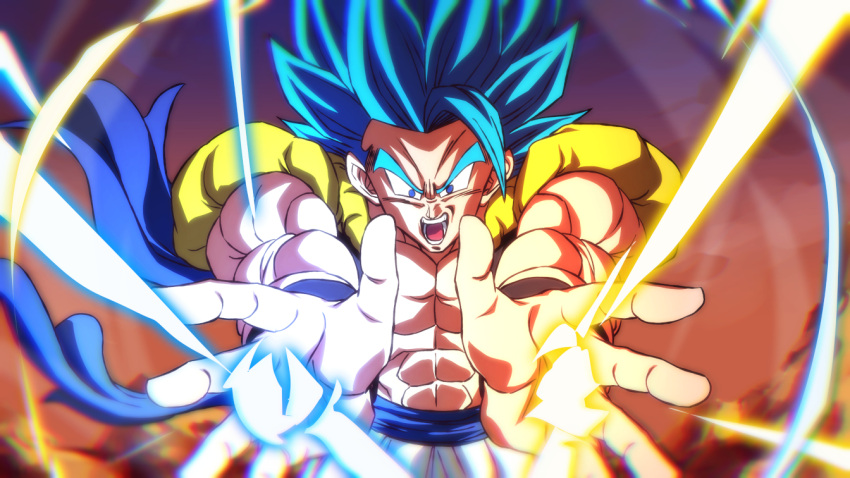 Safebooru - 1boy abs blue eyes blue hair chromatic aberration ...