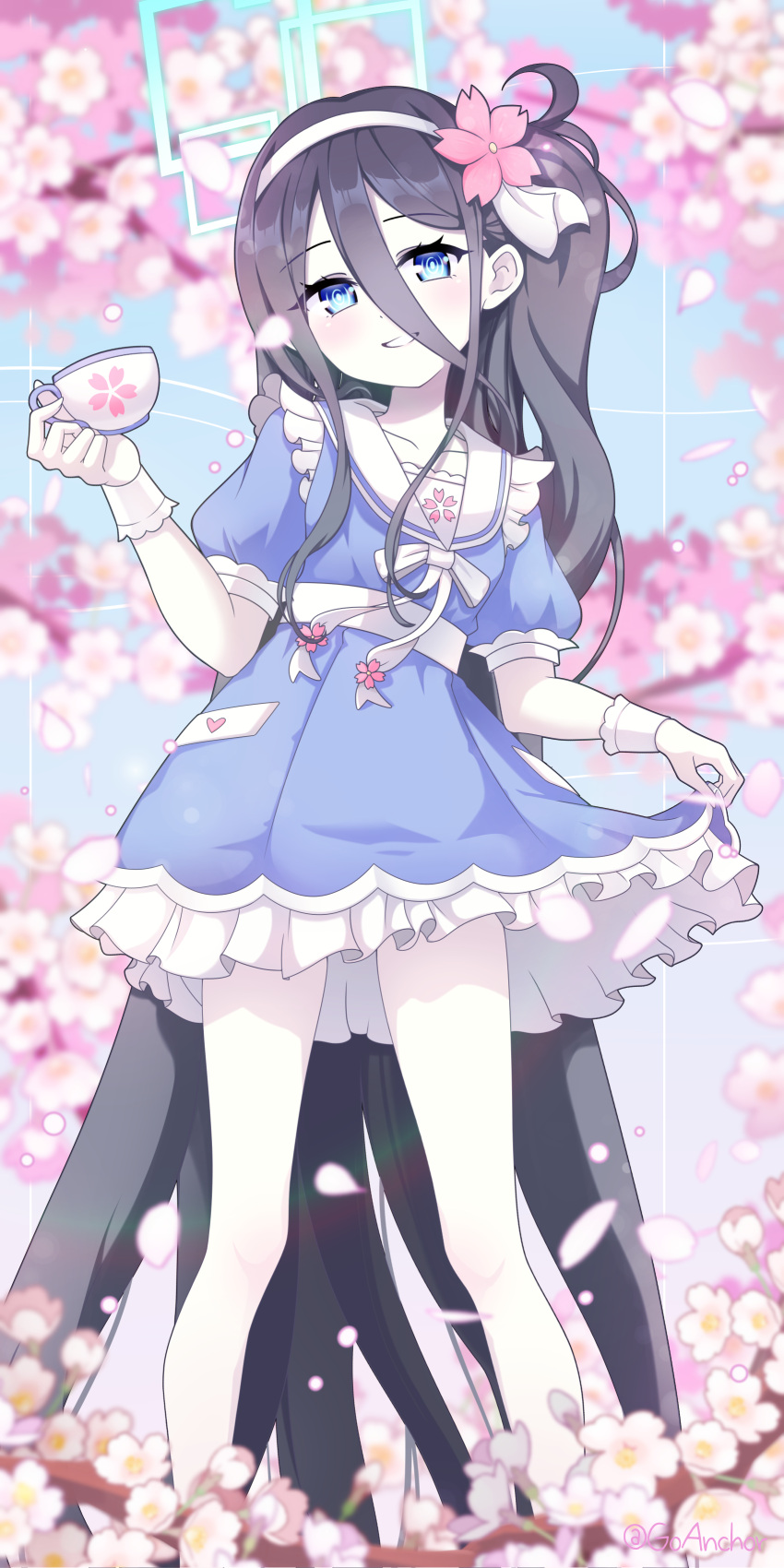 Safebooru - 1girl aris (blue archive) black hair blue archive blue eyes goanchor long hair ...