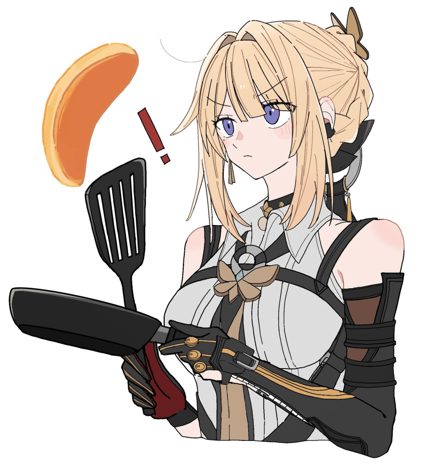 Safebooru - ! 1girl blonde hair elbow gloves evelyn chevalier food gloves half gloves highres ...