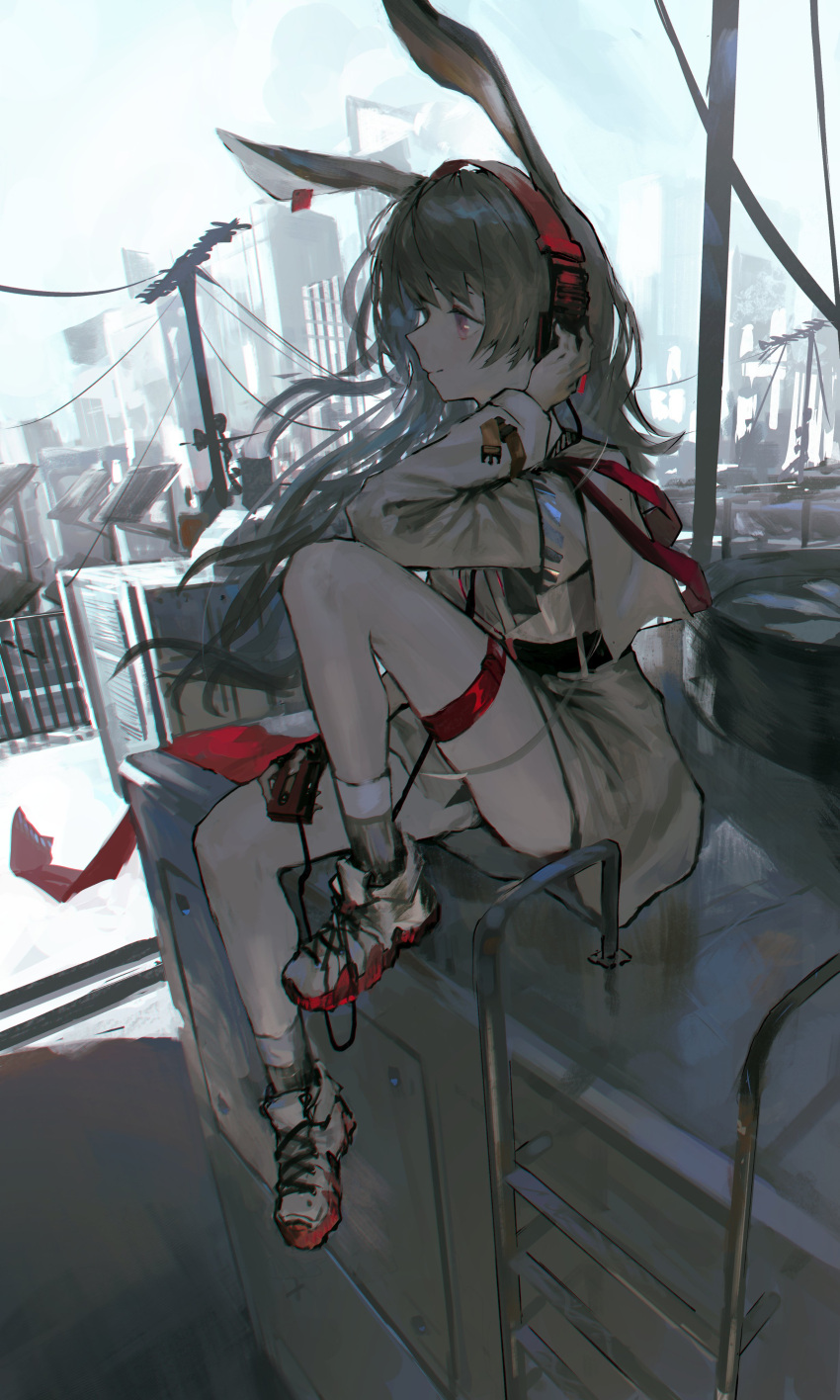 Safebooru - 1girl absurdres animal ears april (arknights) arknights black gloves brown hair ...