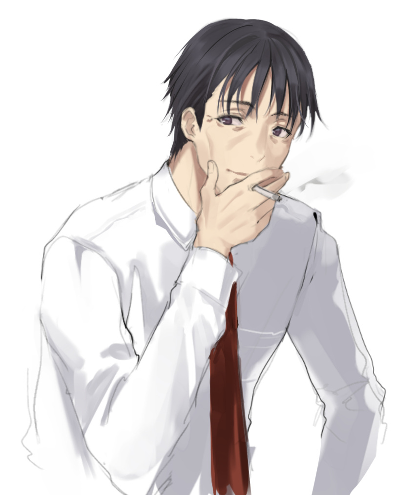 Safebooru - 1boy arishima kaoru black eyes black hair cigarette closed mouth collared shirt ...