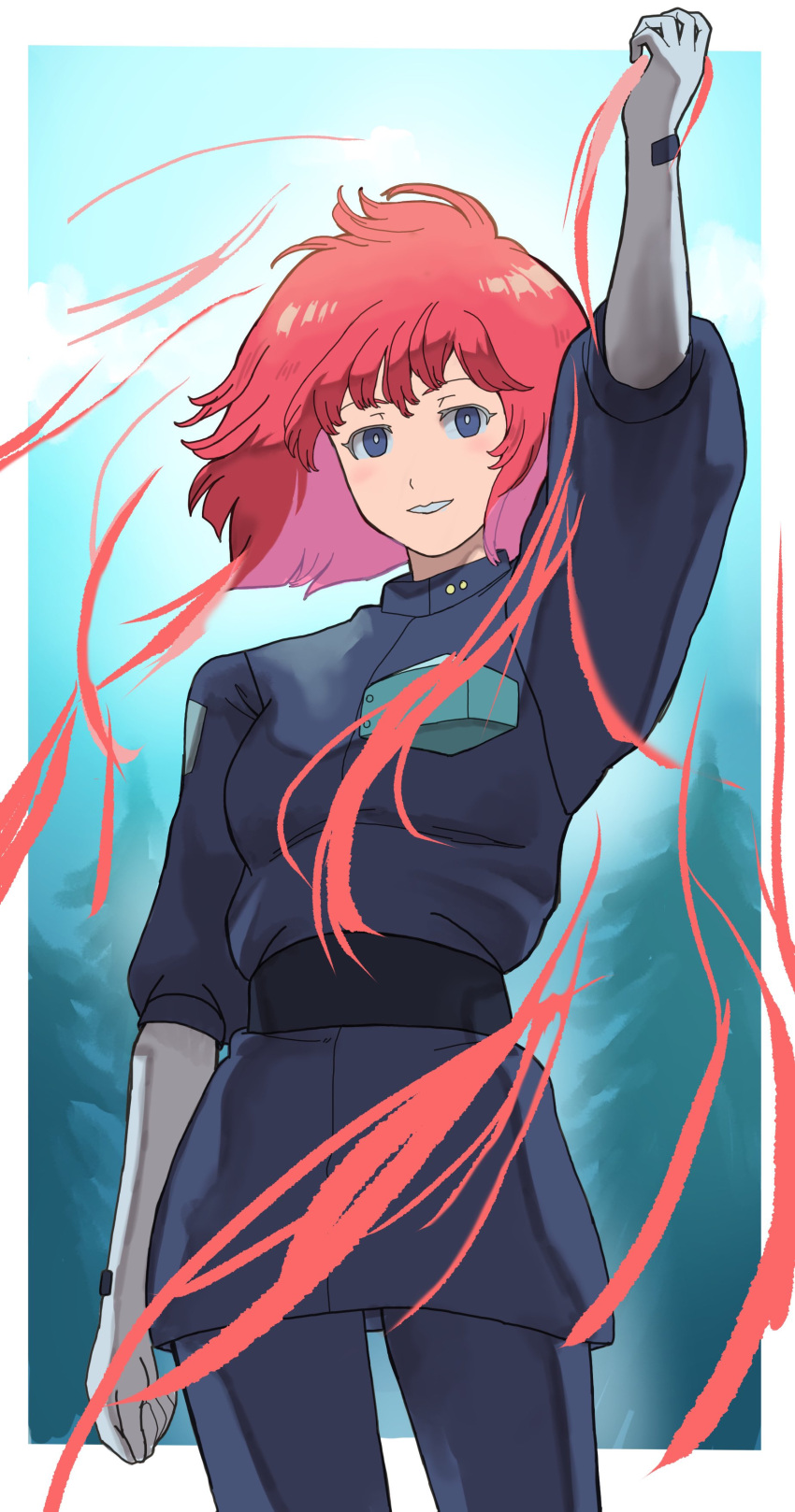 Safebooru - 1girl absurdres blue eyes breasts gaw ha leecee gloves ...