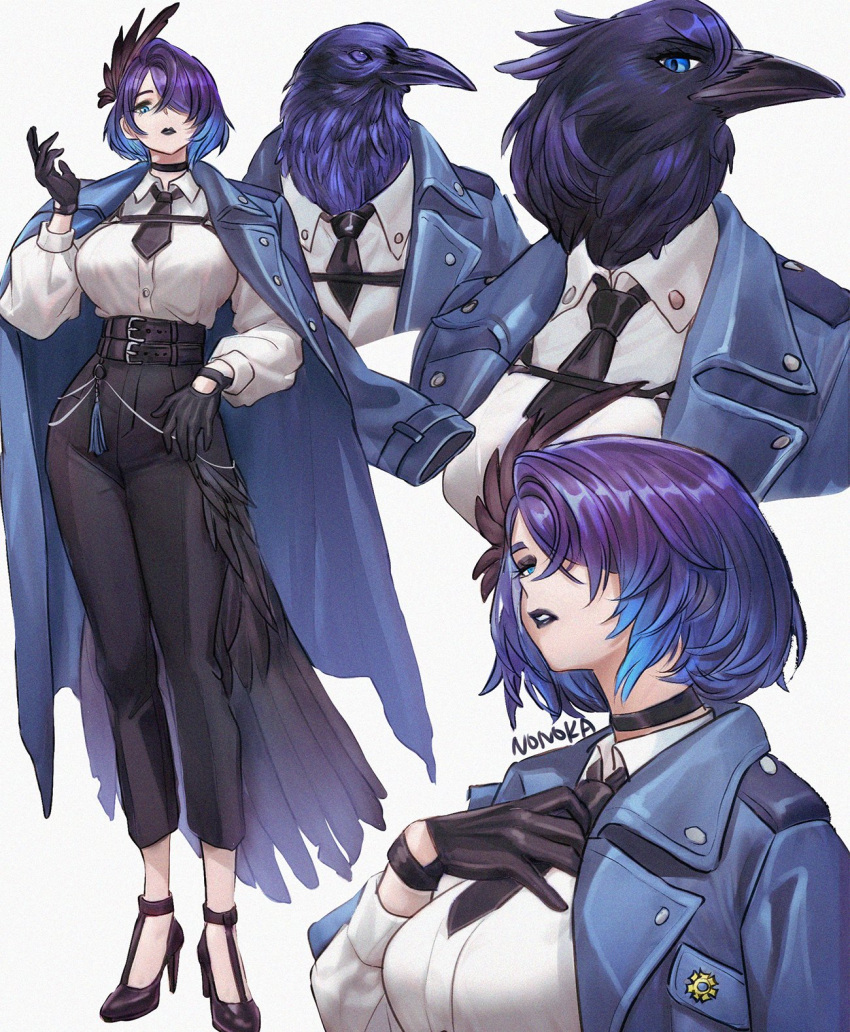 Safebooru - 1girl belt belt buckle bird girl black belt black eyeshadow black gloves black lips ...