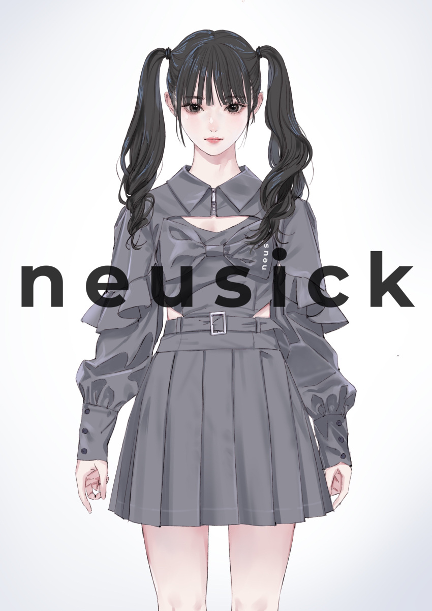 Safebooru - 1girl absurdres arms at sides belt black eyes black hair choppy bangs closed mouth ...