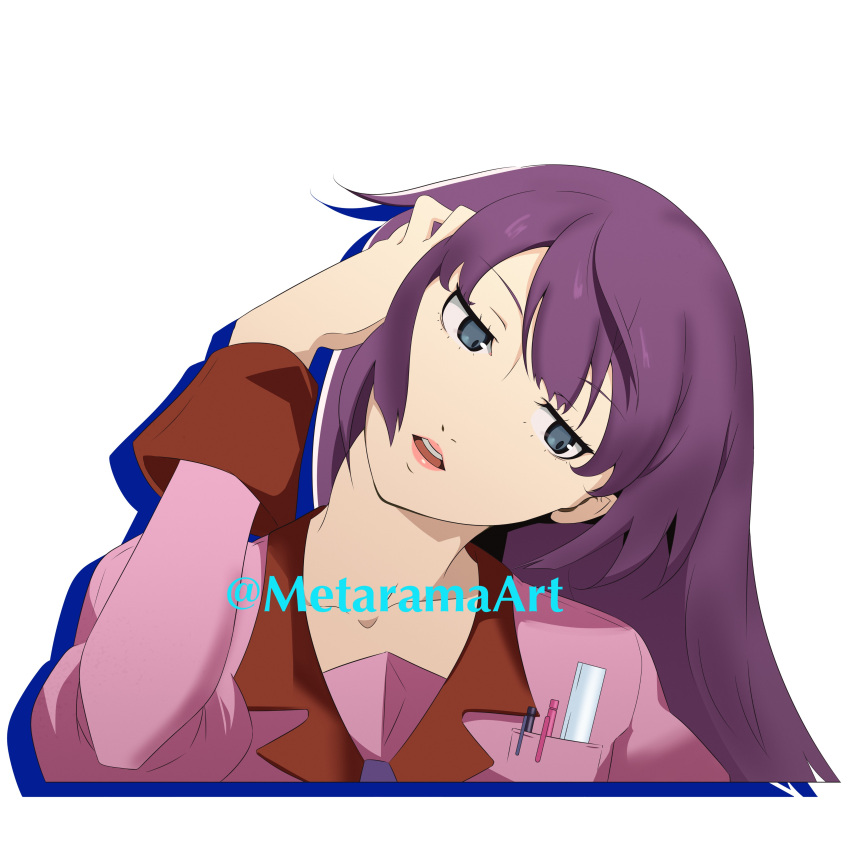 Safebooru - 1girl absurdres artist name bakemonogatari breast pocket ...