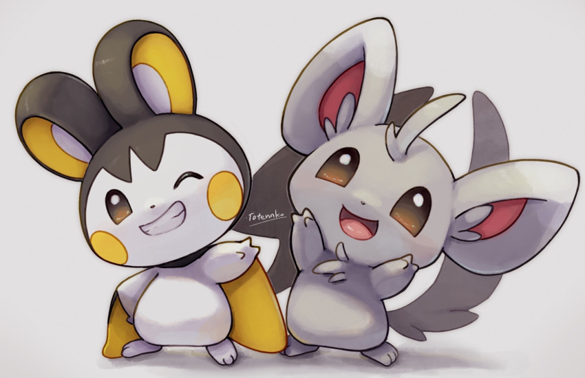 Safebooru - artist name brown eyes emolga full body grin highres ...
