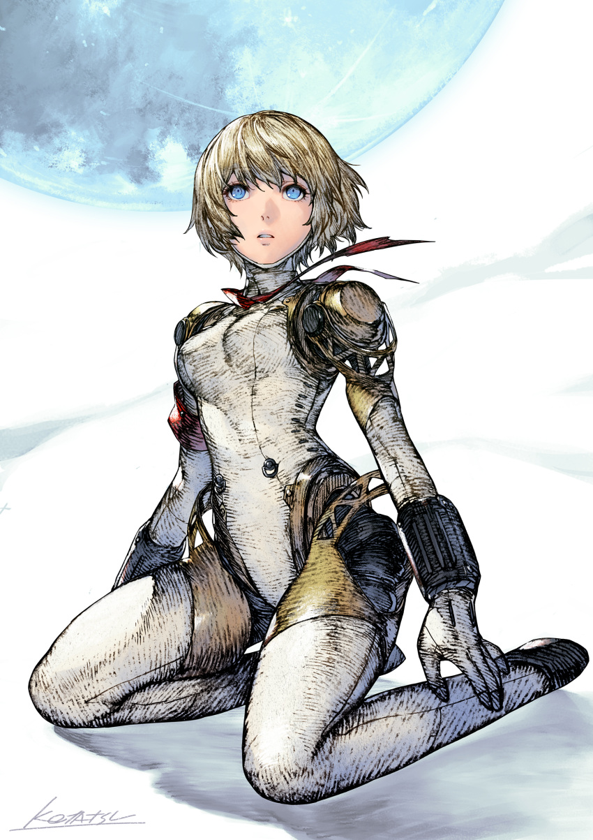 Safebooru - 1girl aigis (persona) android blonde hair blue eyes bodysuit commentary request ...