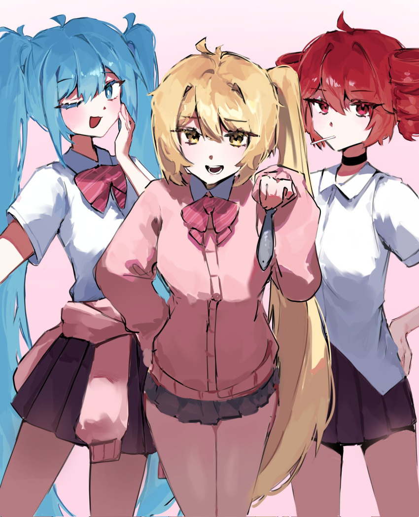 Safebooru - akita neru antenna hair black choker black skirt blonde hair blue eyes blue hair ...