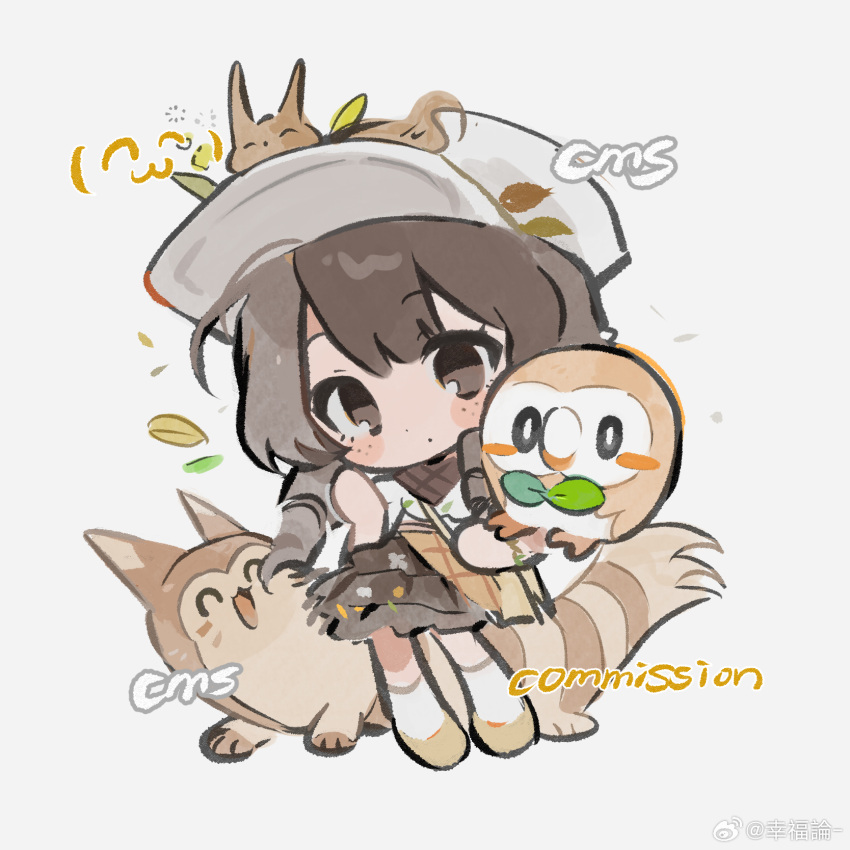 Safebooru - bird brown hair chibi chibi only closed mouth dark skin hat ...