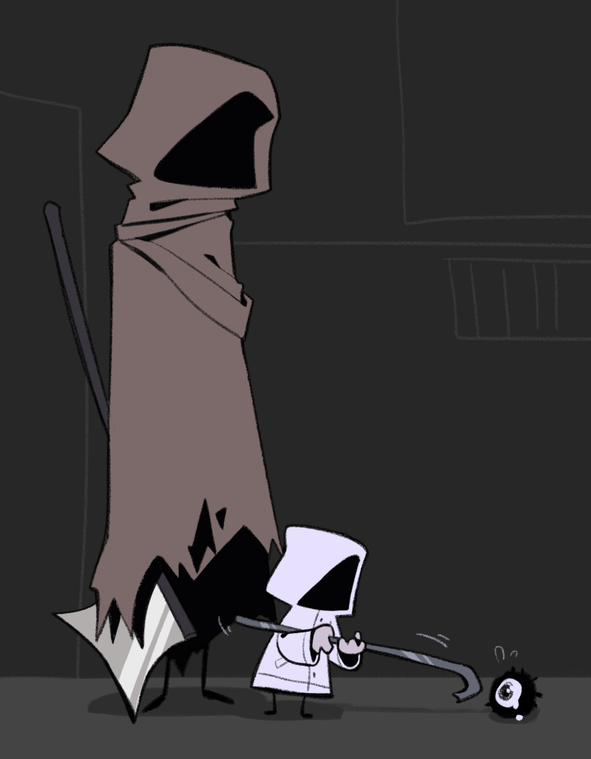 Safebooru - 1boy 1girl aged down axe black background brown cloak child chinese commentary ...