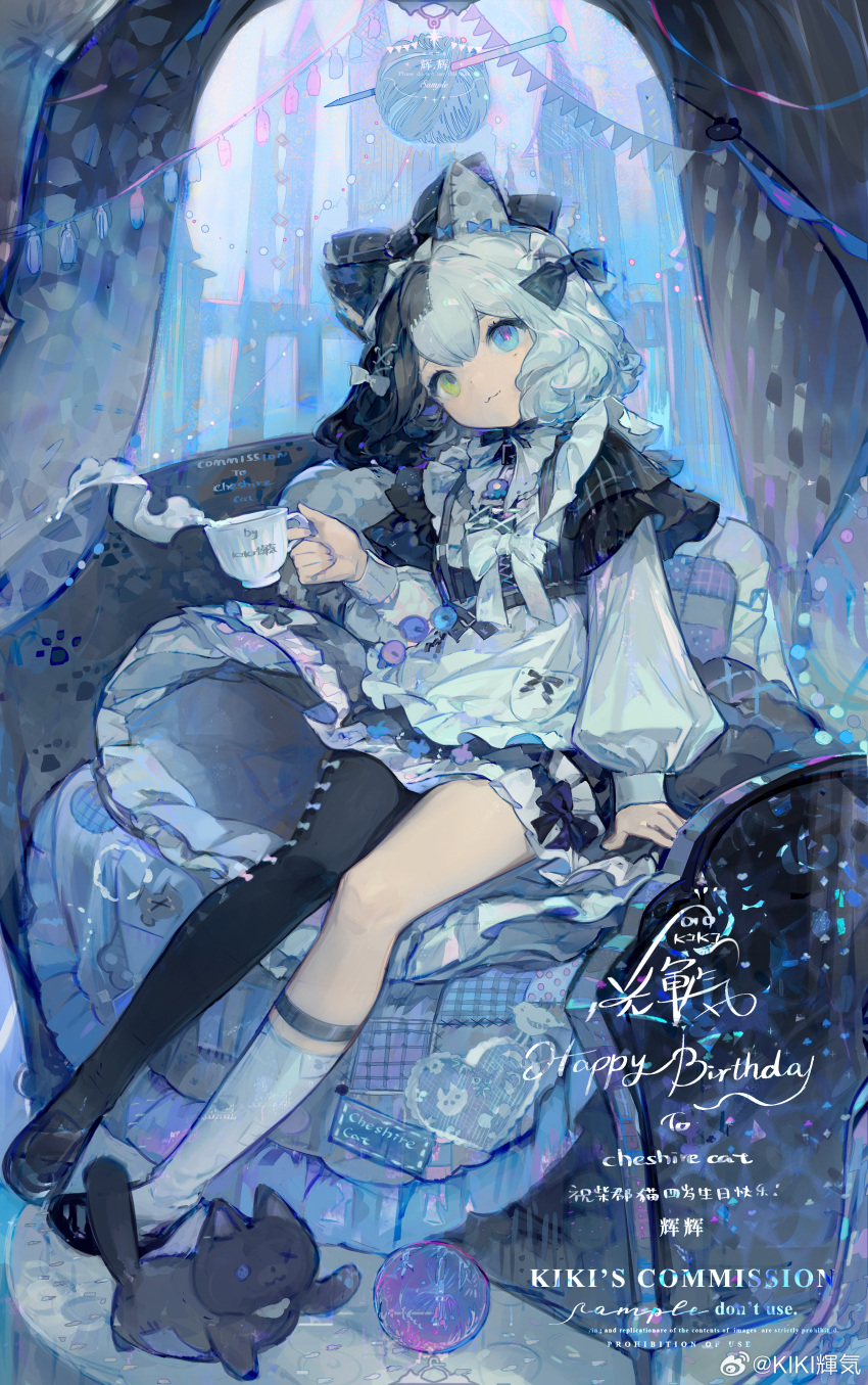 Safebooru - 1girl absurdres black socks blonde hair blue eyes dress green eyes highres ...