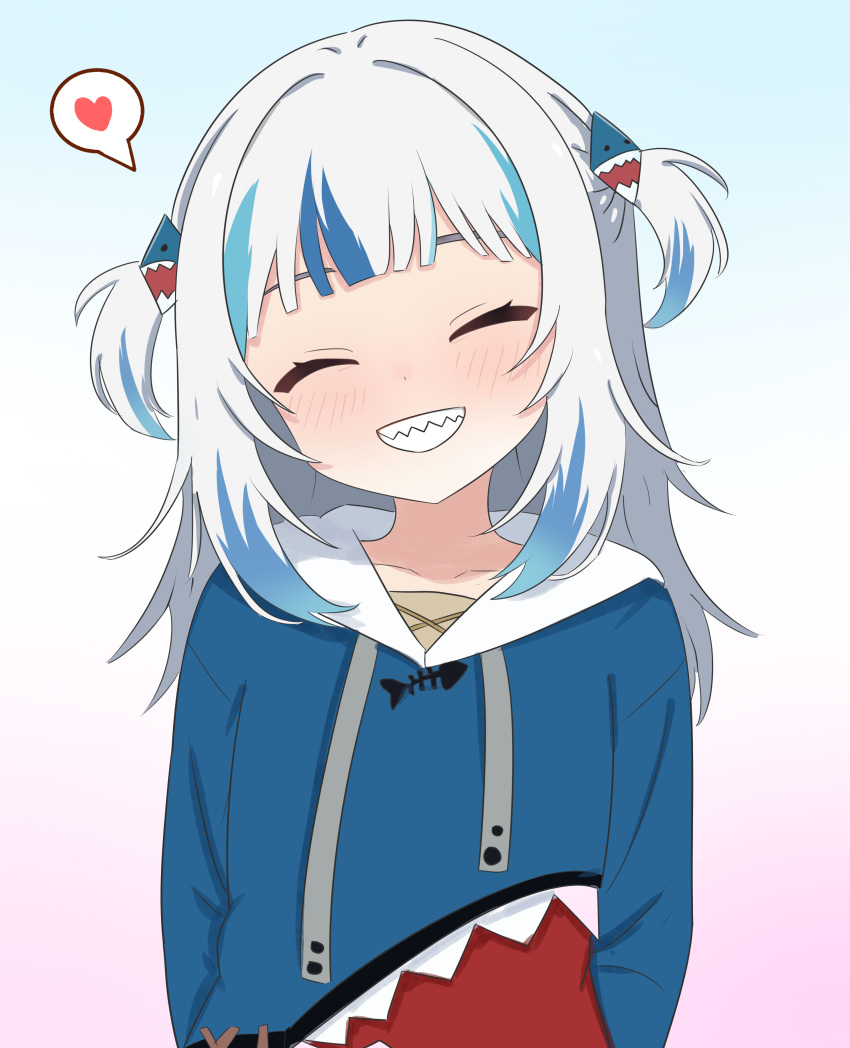 Safebooru - 1girl absurdres animal costume blue hair blue hoodie blush closed eyes closed mouth ...