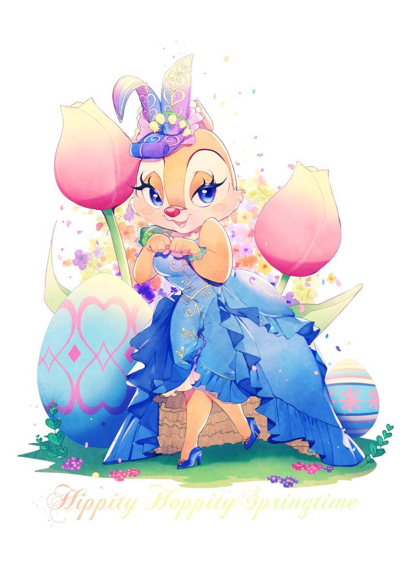 Safebooru - 1girl absurdres alternate costume animal ears blue dress ...
