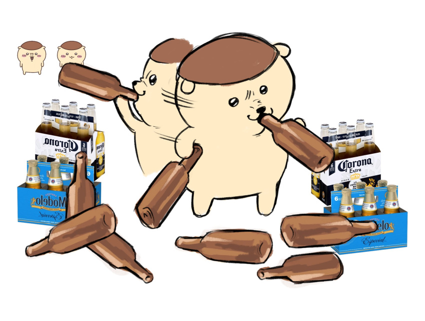 Safebooru - 1boy :3 alcohol animal ears arm up beer beer bottle black ...