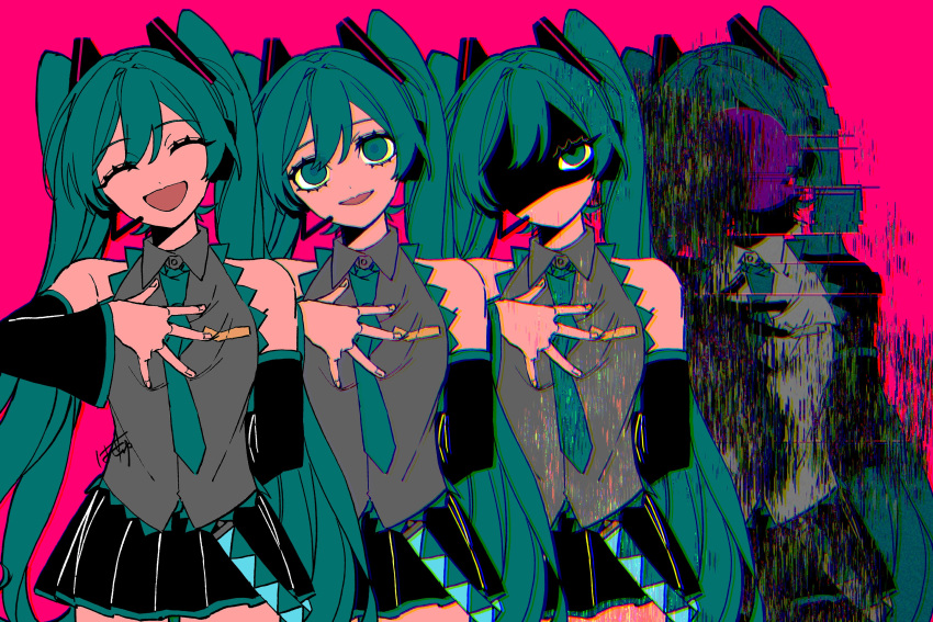 Safebooru - 1girl absurdres aqua hair bare shoulders black skirt closed eyes detached sleeves ...