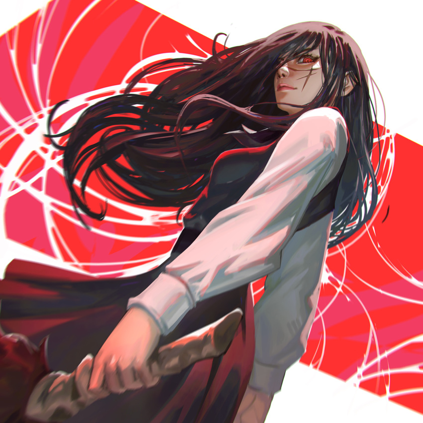 Safebooru - 1girl black hair chainsaw man commentary cross scar dress english commentary fahmi ...