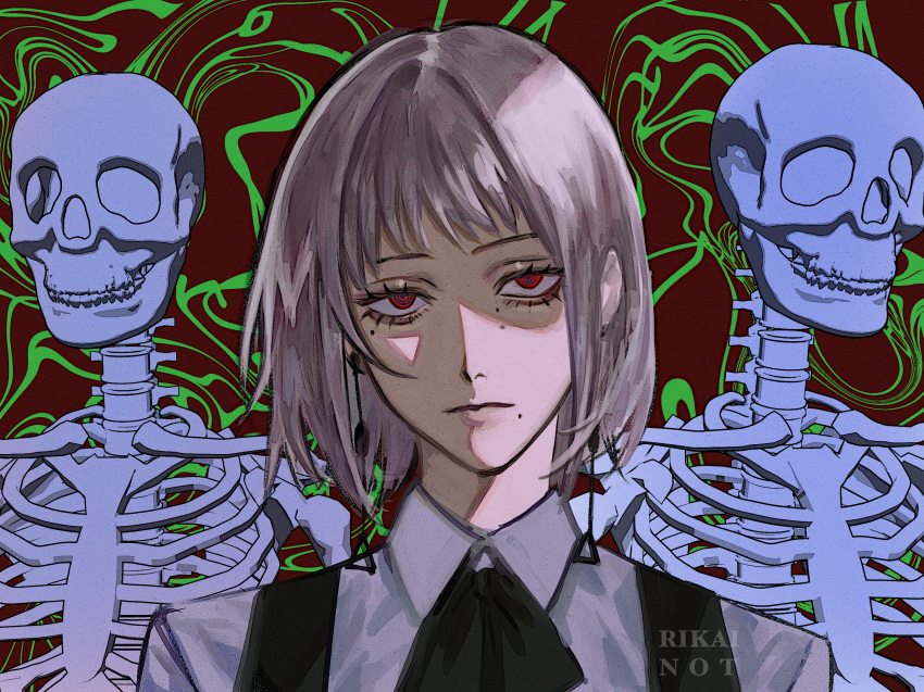 Safebooru - 1girl artist name black dress chainsaw man closed mouth collared shirt commentary ...