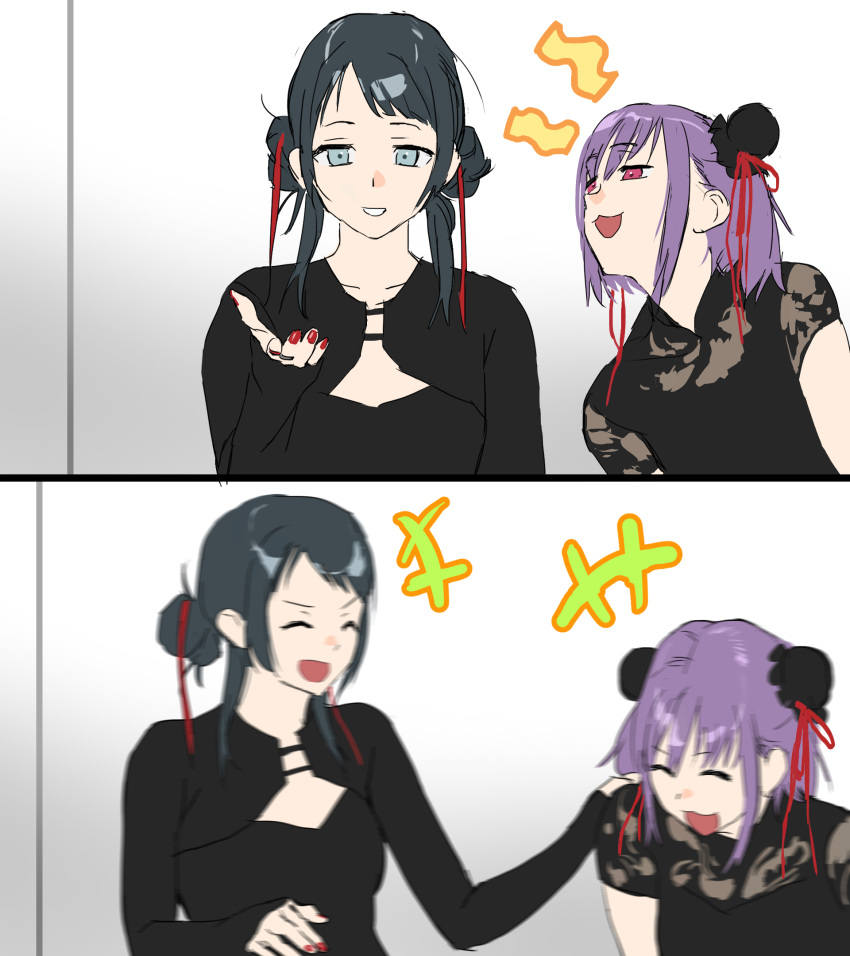 Safebooru - 2girls bang dream! bang dream! it's mygo!!!!! black hair black shirt bun cover ...