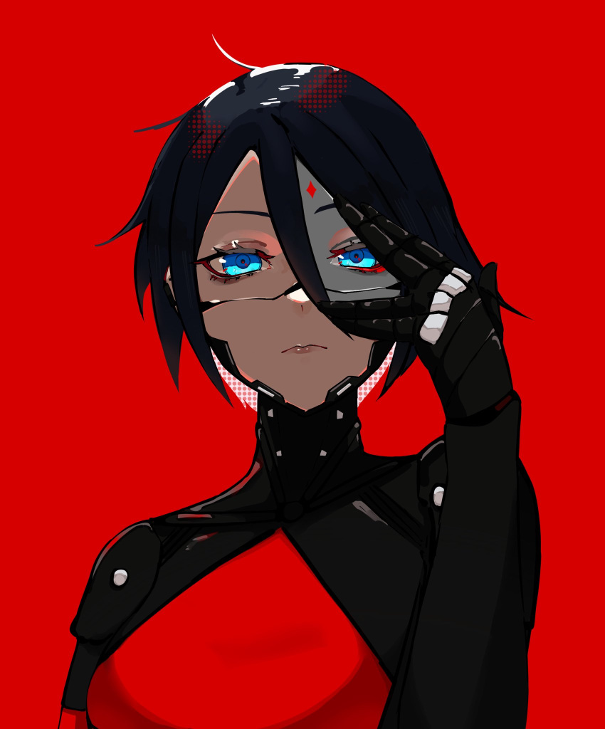 Safebooru - 1girl android black hair blue eyes cyberpunk elster ...