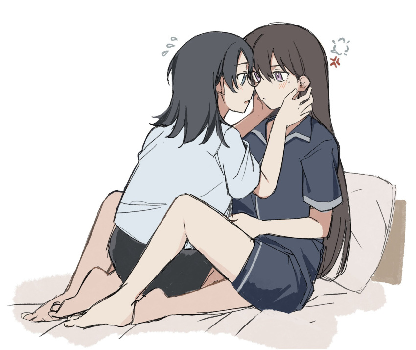 Safebooru - 2girls anger vein bang dream! bang dream! it's mygo!!!!! barefoot black hair black ...