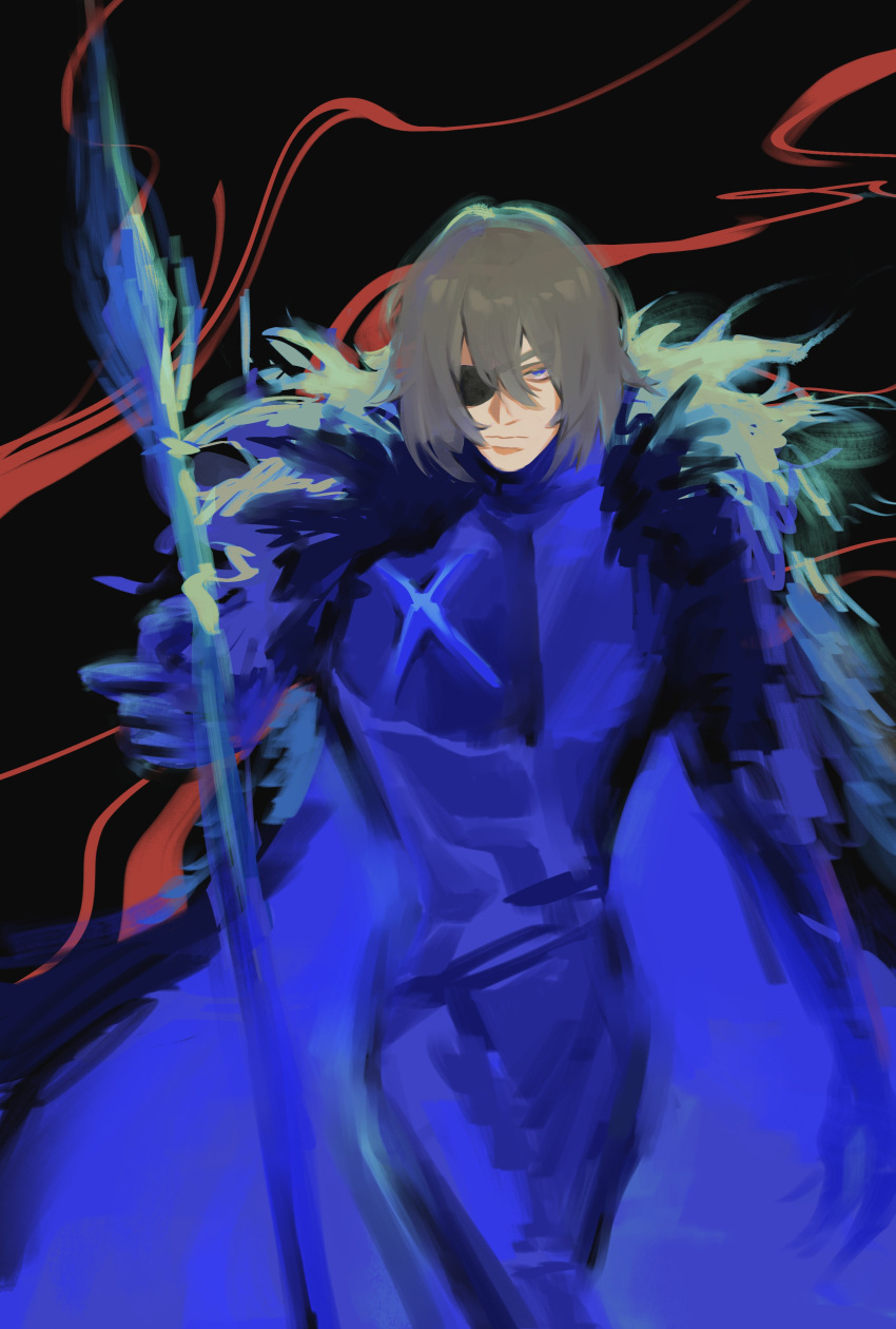 Safebooru - 1boy absurdres armor black fur blonde hair blue cape blue eyes breastplate cape ...