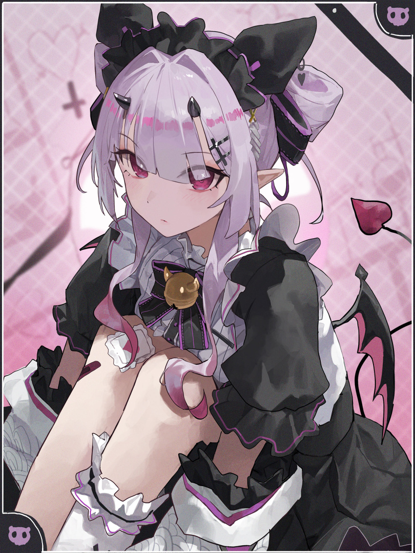 Safebooru - 1girl absurdres black horns blush closed mouth demon girl demon tail gothic lolita ...