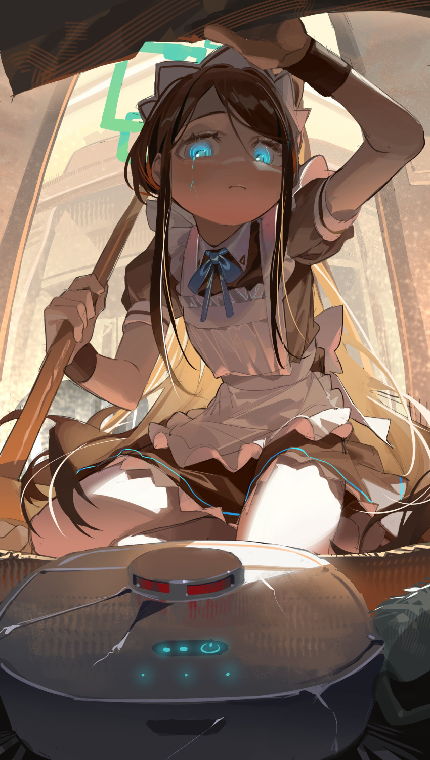 Safebooru - 1girl absurdres apron aris (blue archive) aris (maid) (blue archive) black dress ...