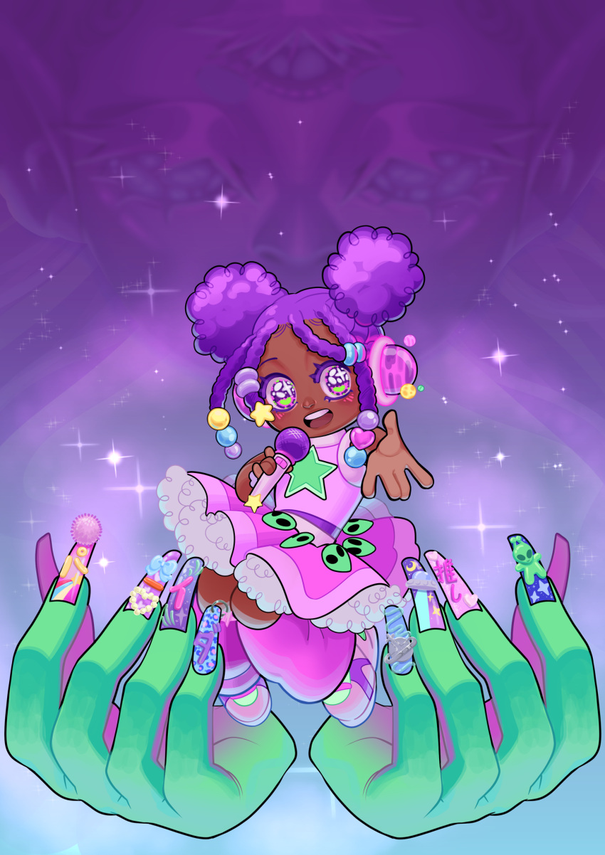 Safebooru - 1girl afro puffs alien animification beads braid chibi ...