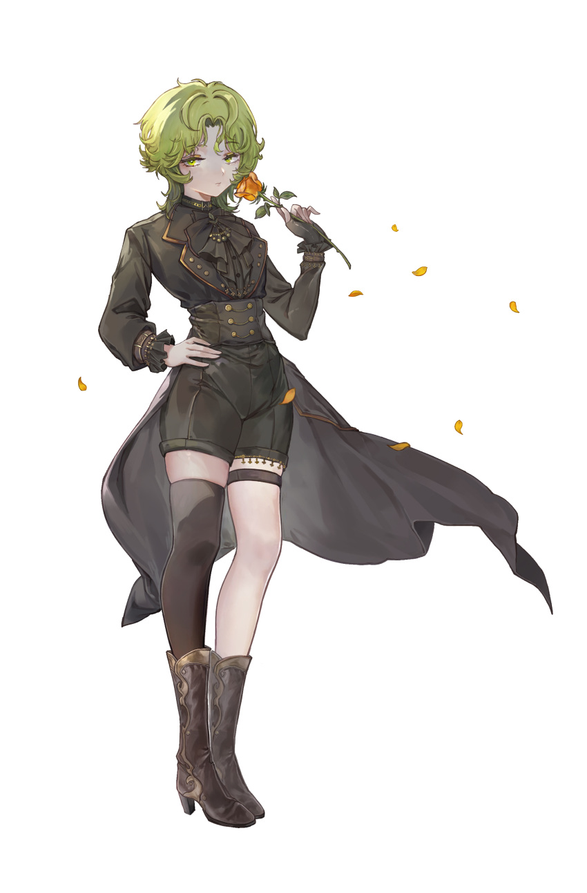 Safebooru - 1girl absurdres ascot asymmetrical legwear black ascot black boots black shirt black ...