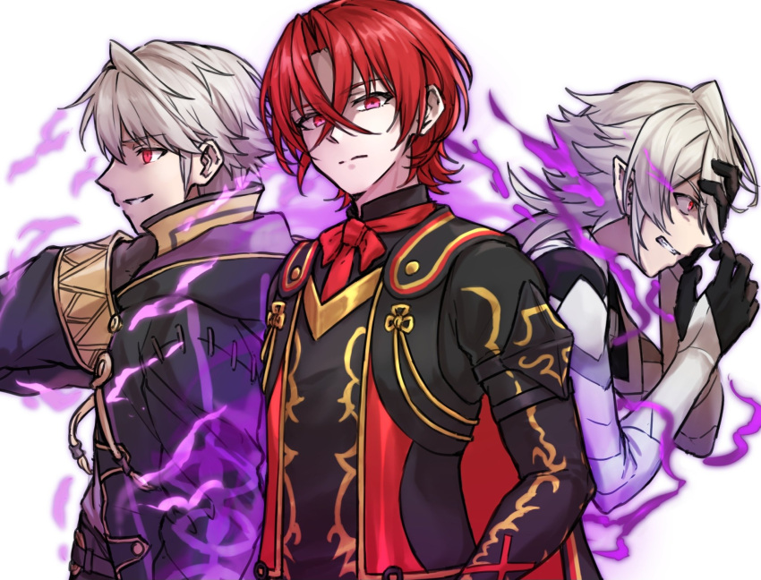 Safebooru - 3boys aura black cape cape closed mouth crossed bangs dark ...