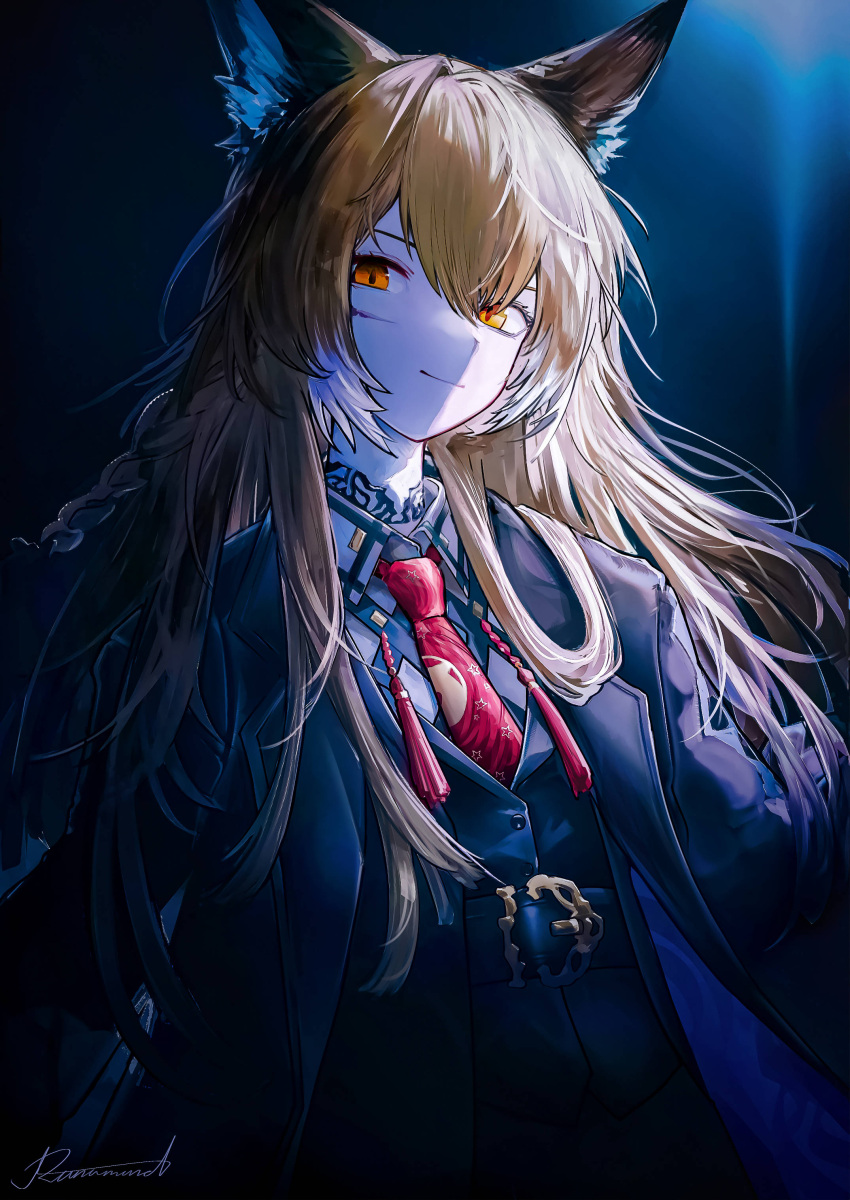 Safebooru - 1girl absurdres animal ears arknights black jacket blonde hair braid closed mouth ...