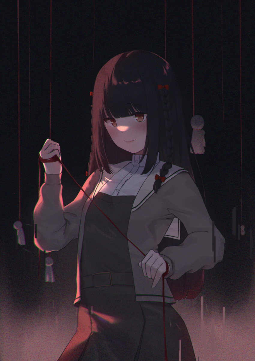 Safebooru - 1girl absurdres black dress black hair blunt bangs bow ...