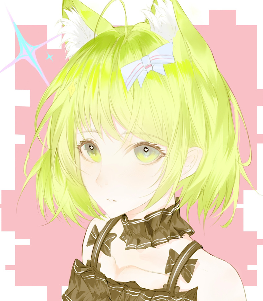 Safebooru - 1girl 2311766793 ahoge animal ear fluff animal ears bare shoulders black choker bow ...