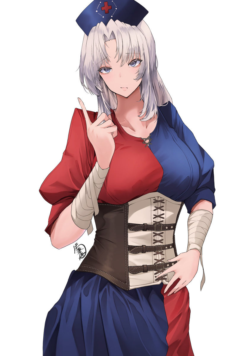 Safebooru - 1girl absurdres adapted costume blue dress blue hat constellation print corset cross ...