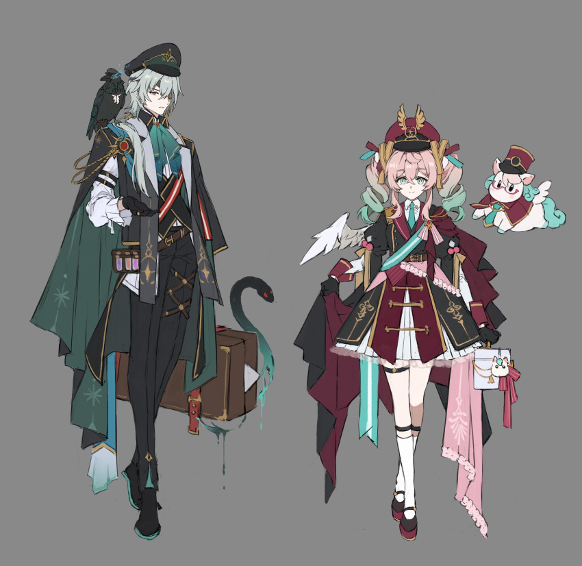 Safebooru - 1boy 1girl absurdres alternate costume anaxa (honkai: star rail) aqua eyes aqua hair ...