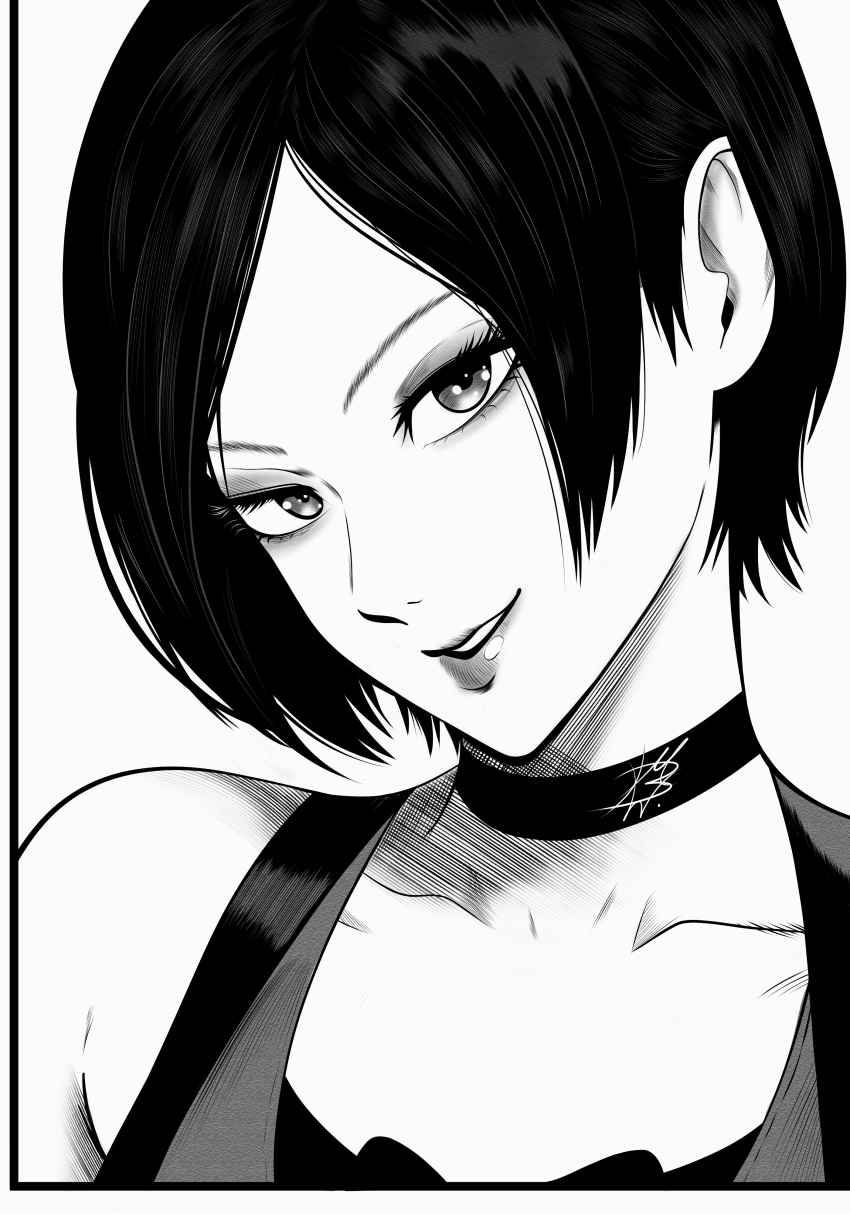 Safebooru - 1girl absurdres ada wong border choker commentary eyelashes ...