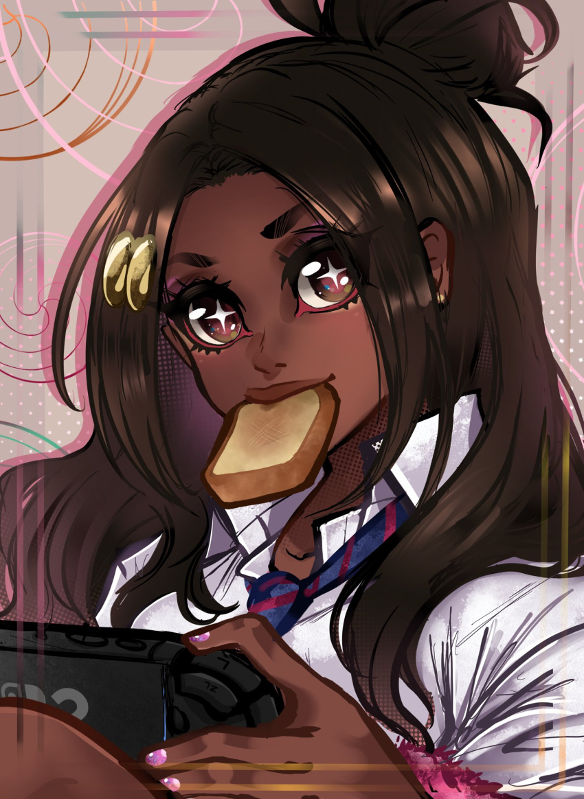 Safebooru - 1girl bread bread slice dark-skinned female dark skin ...