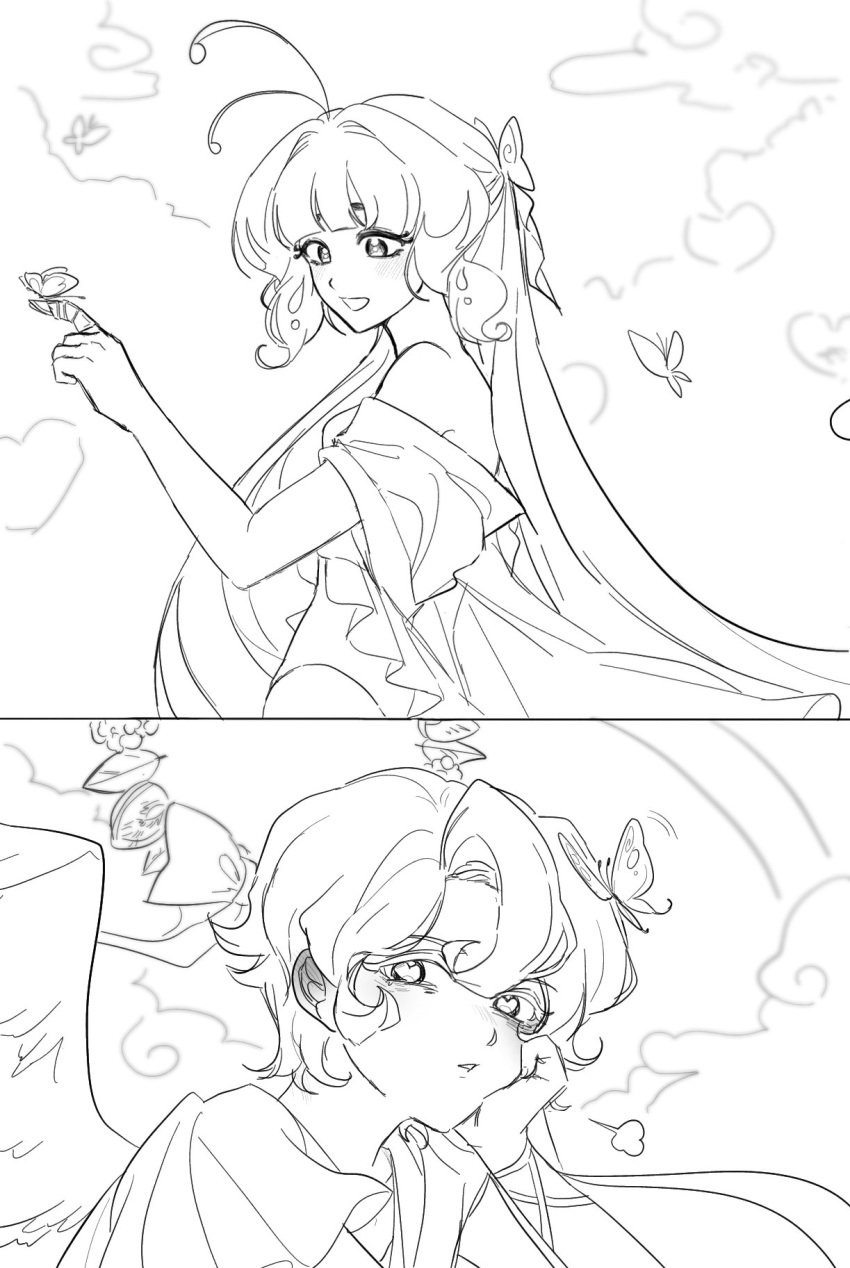 Safebooru - angel wings antenna hair buttercream9627 butterfly wings ...