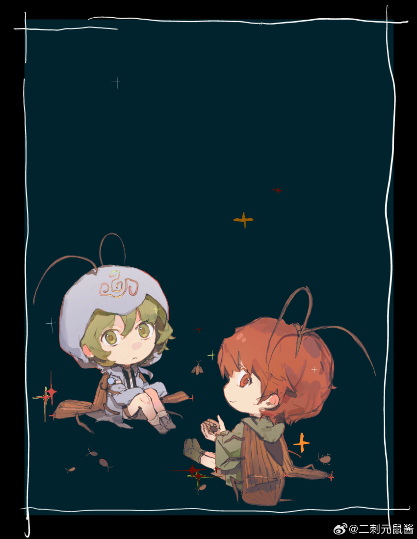 Safebooru - 2others absurdres ankle socks antennae black border black ...