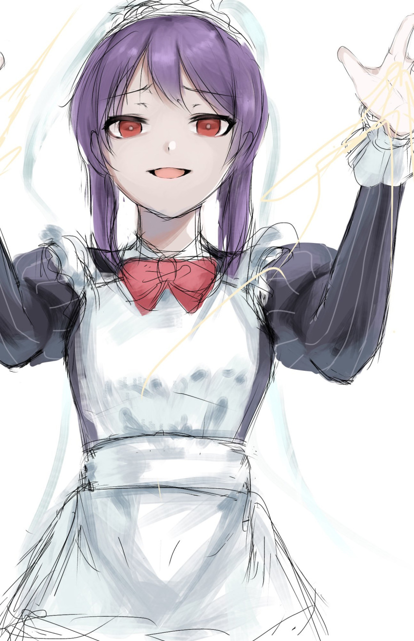 Safebooru - 1girl apron bow bowtie highres long sleeves looking at ...