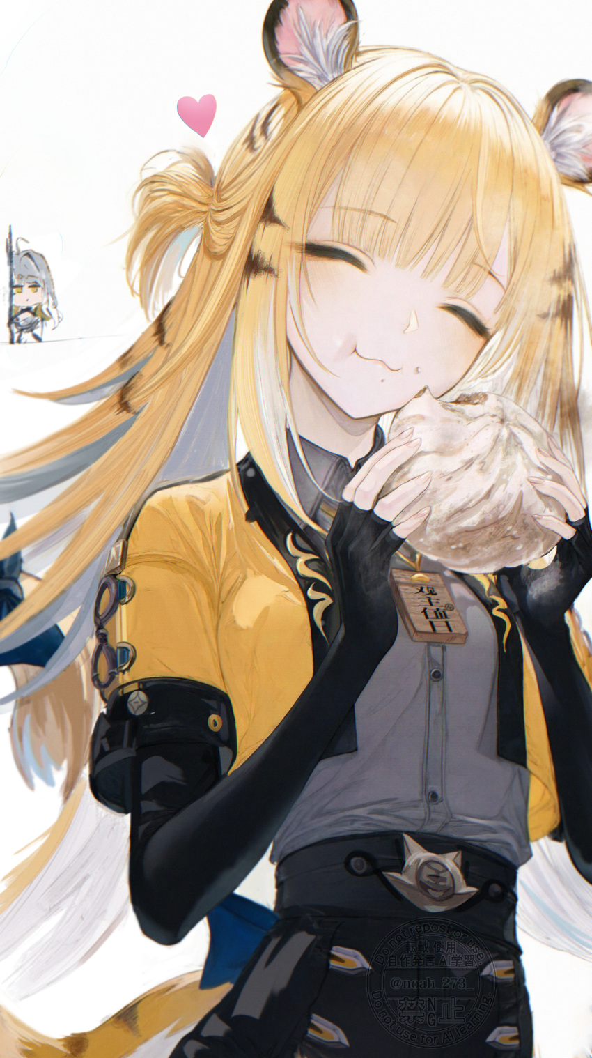 Safebooru - 2girls :3 :t ^ ^ absurdres animal ear fluff animal ears black gloves blonde hair ...