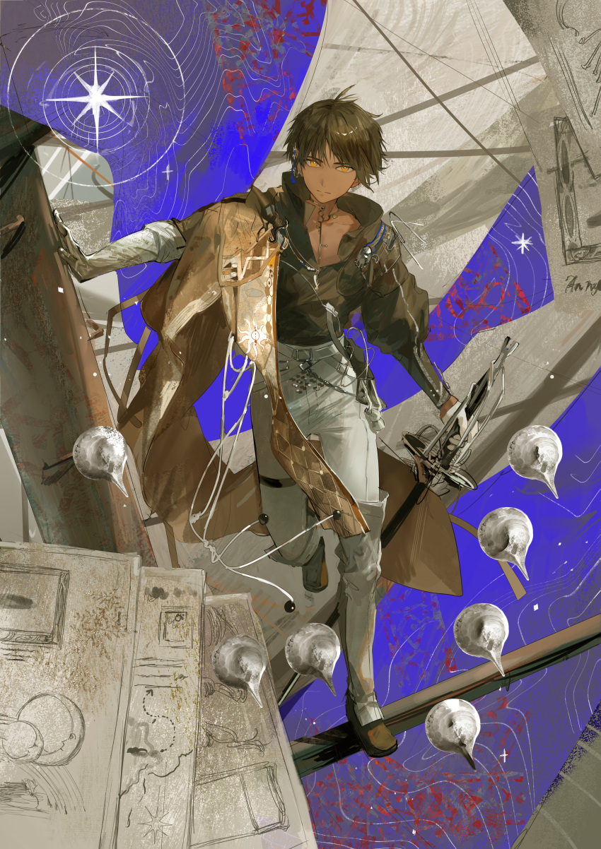 Safebooru - 1boy absurdres arknights black shirt closed mouth dark-skinned male dark skin full ...